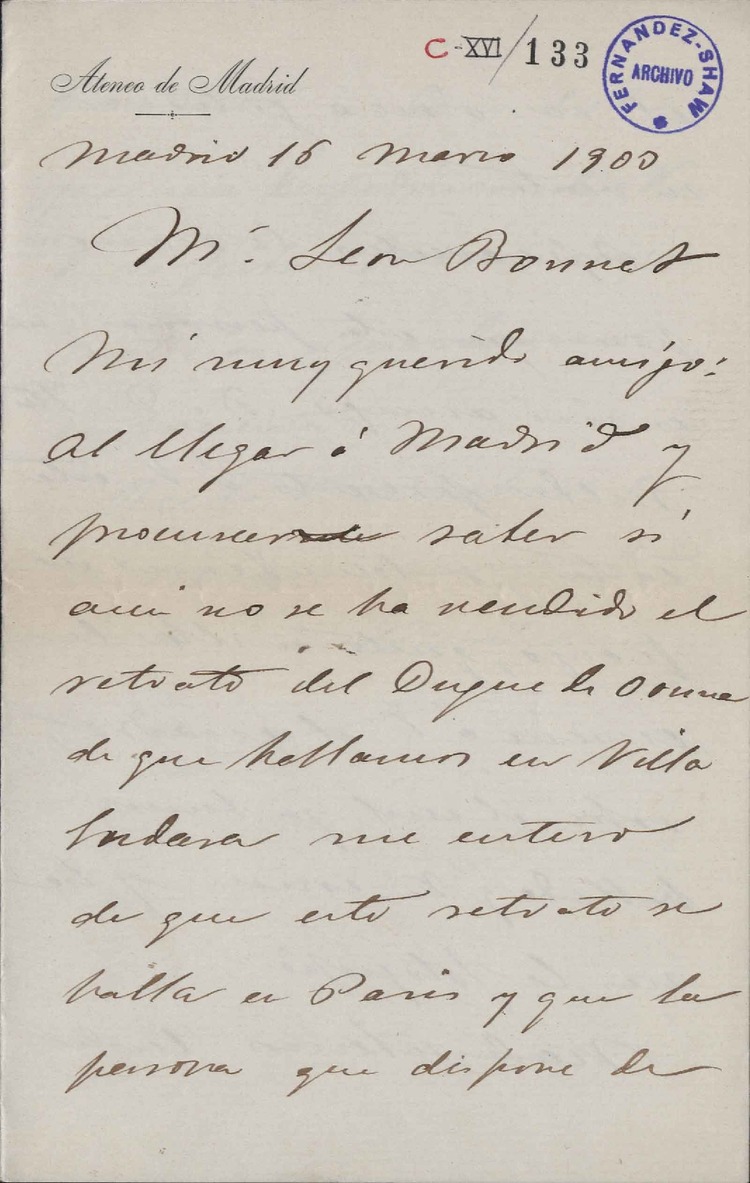 Cartas de Aureliano Beruete a Leon Bonnet. - La saga Fernández Shaw y ...