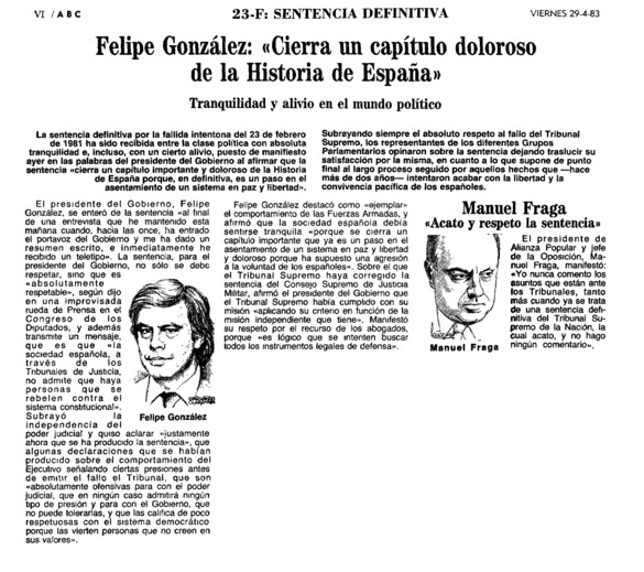 Felipe González: Cierra un capítulo doloroso de la Historia de España ...