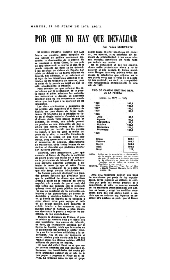 Por qué no hay que devaluar - Archivo Linz de la Transición española | Fundación Juan March