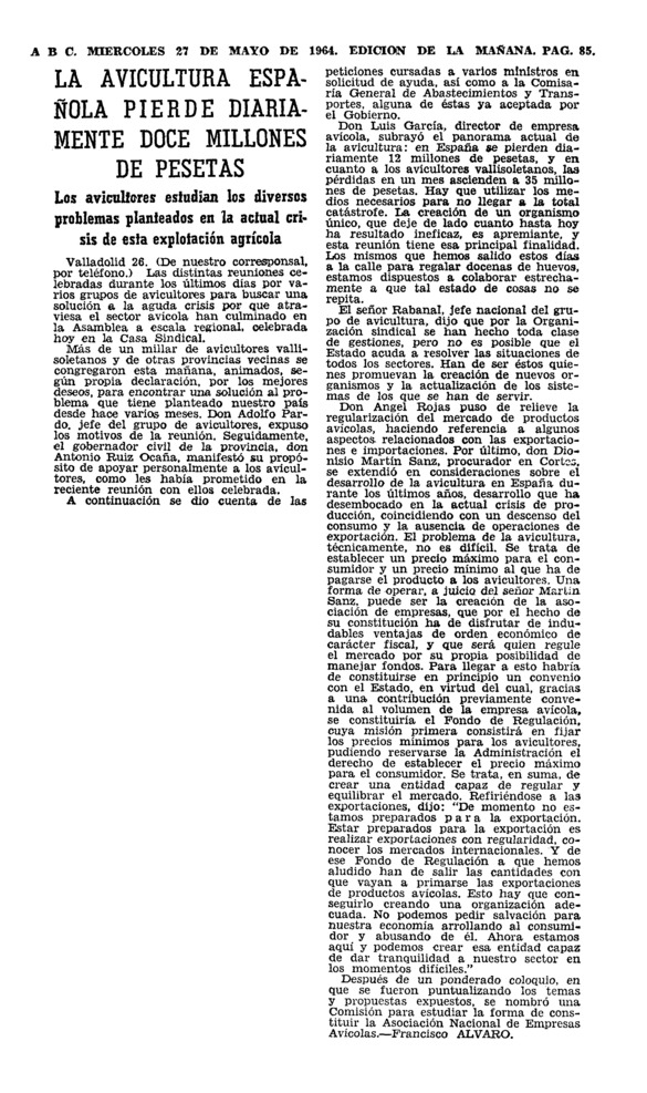 La avicultura española pierde diariamente doce millones de pesetas ...