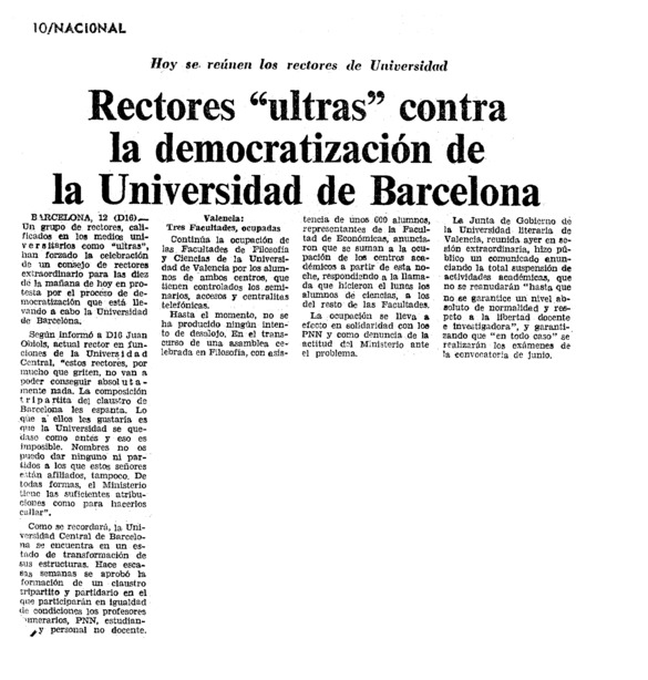 Rectores ultras contra la democratización de la Universidad de ...