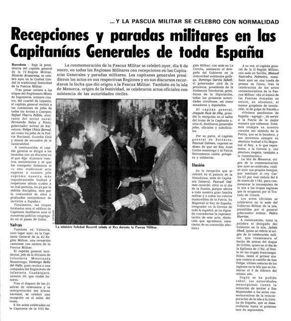 Recepciones y paradas militares en las Capitanías Generales de toda ...