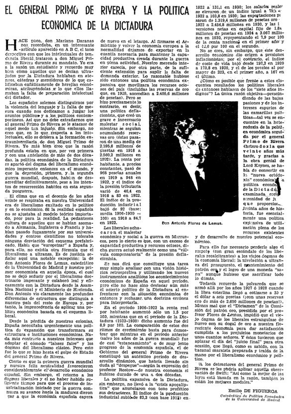 El General Primo De Rivera Y La Política Económica De La Dicatadura