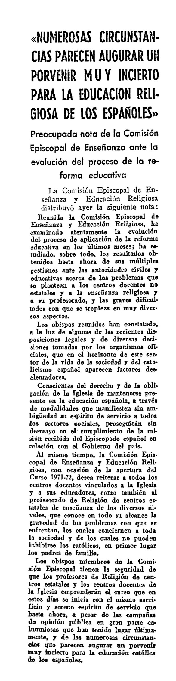 "Numerosas circunstancias parecen augurar un porvenir muy incierto para ...