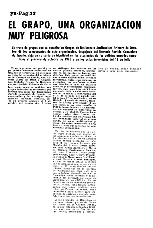 El Grapo es una organización muy peligrosa - Archivo Linz de la ...