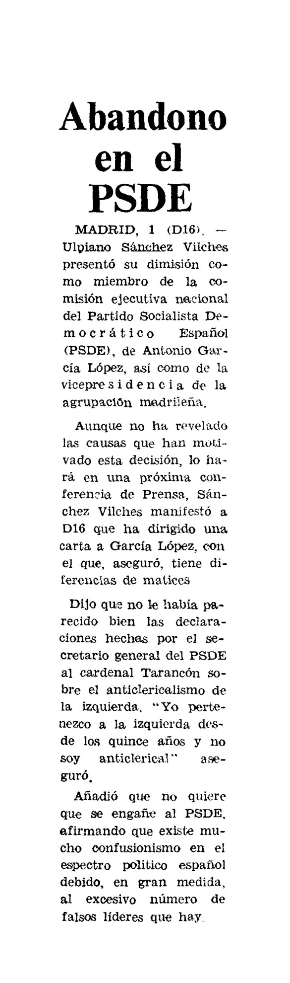 Abandono en el PSDE - Archivo Linz de la Transición española ...