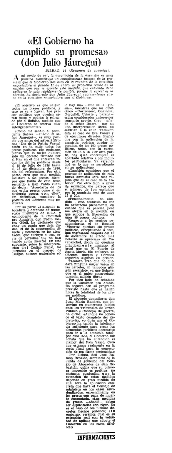 El Gobierno ha cumplido su promesa (don Julio Jáuregui) - Archivo Linz ...