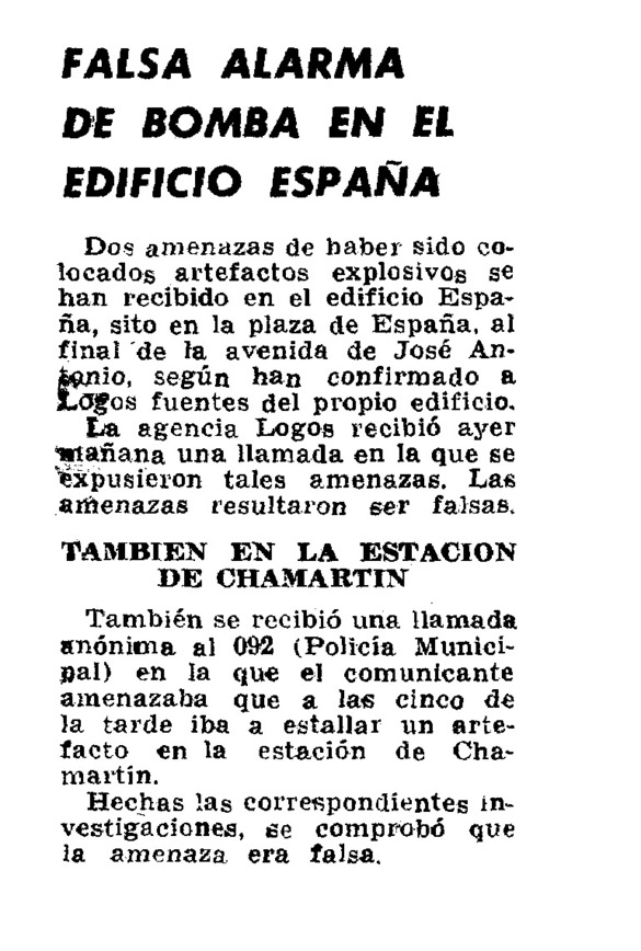 Falsa alarma de bomba en el edificio España - Archivo Linz de la ...