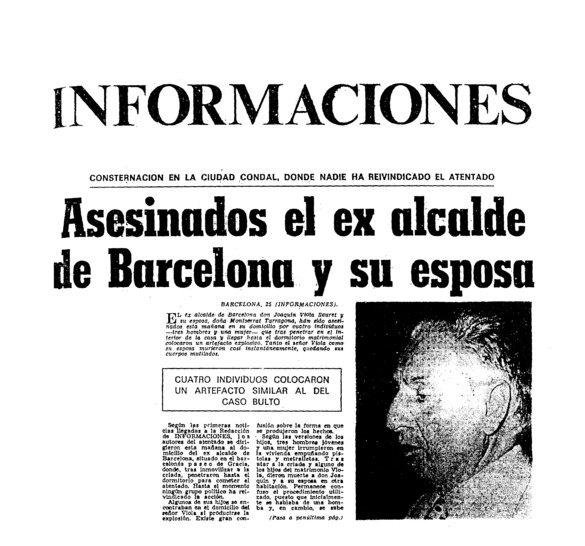 Asesinados el ex alcalde de Barcelona y su esposa - Archivo Linz de la ...