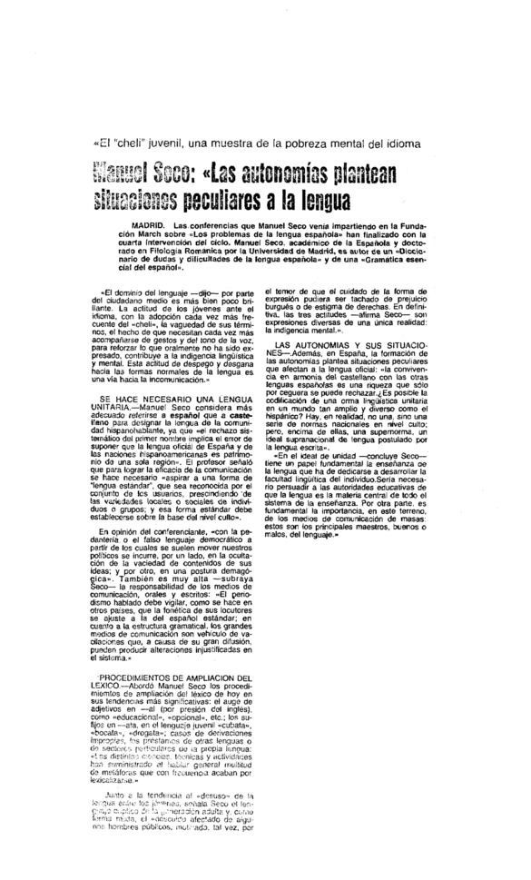 Manuel Seco: "Las autonomías plantean situaciones pecualiares a la ...