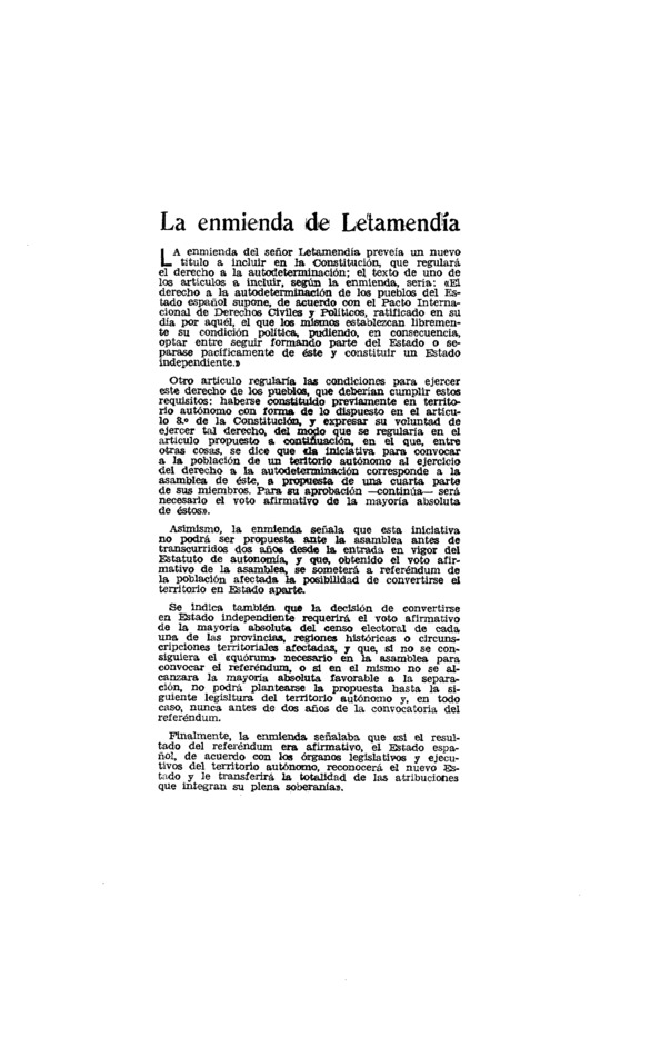 La enmienda de Letamendía - Archivo Linz de la Transición española | Fundación Juan March