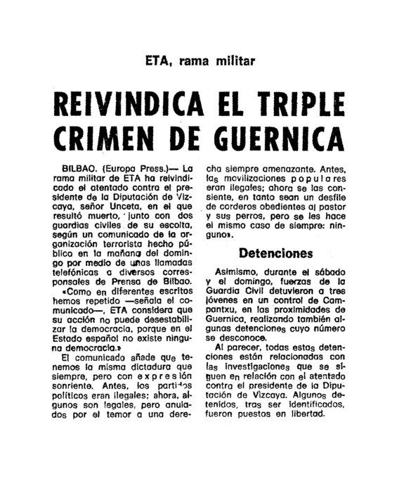 Reivindica el triple crimen de Guernica - Archivo Linz de la Transición ...