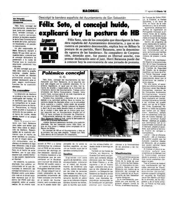 Félix Soto, el concejal huido, explicará hoy la postura de HB - Archivo ...