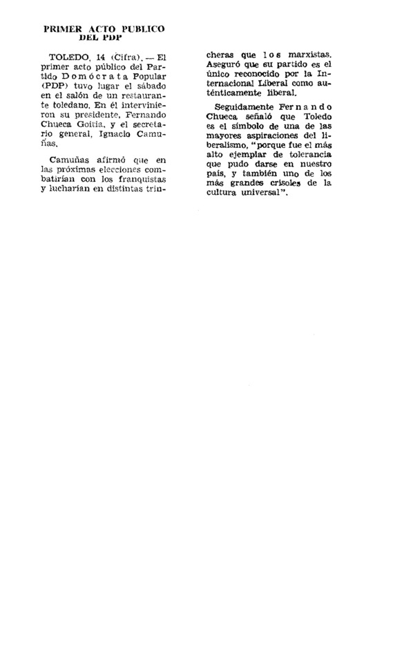 Primer acto público del PDP - Archivo Linz de la Transición española ...